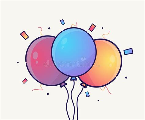 Bunch Of Balloons In Cartoon Flat Style Isolated On White Background