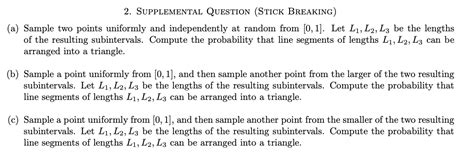 Solved Supplemental Question Stick Breaking A ﻿sample Two