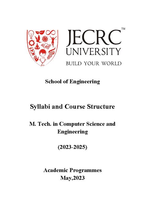 Jecrc M School Of Engineering Syllabi And Course Structure M Tech