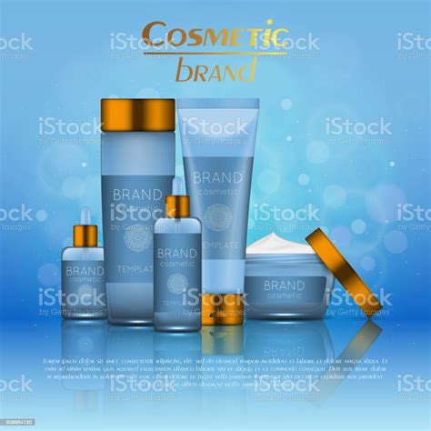 소프트 라이트 벡터 3d 화장품 그림 배경 Bokeh와 흐려 아름다움 현실적인 화장품 제품 디자인 서식 파일입니다 건강관리와 의술에 대한 스톡 벡터 아트 및 기타 이미지