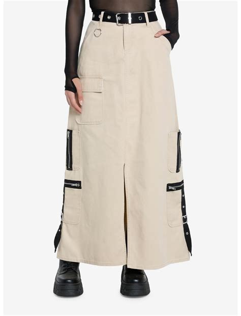Social Collision Khaki Cargo Maxi Skirt Hot Topic