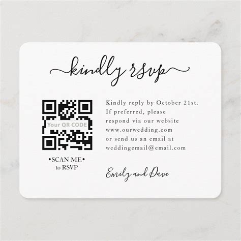RSVP Wedding QR CODE Enclosure Card 10 Cards Rsvp Wedding Cards