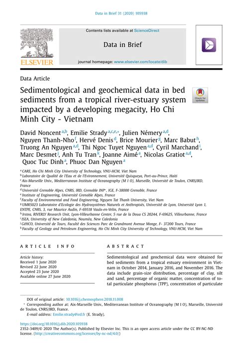 Pdf Sedimentological And Geochemical Data In Bed Sediments From A