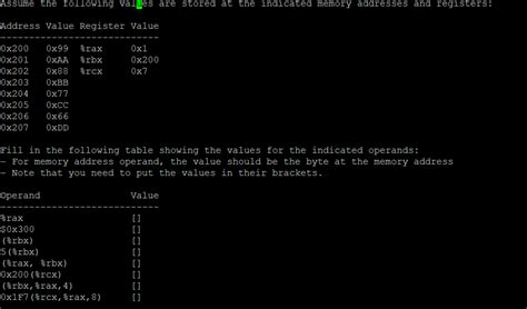 solved assume the following values are stored at the