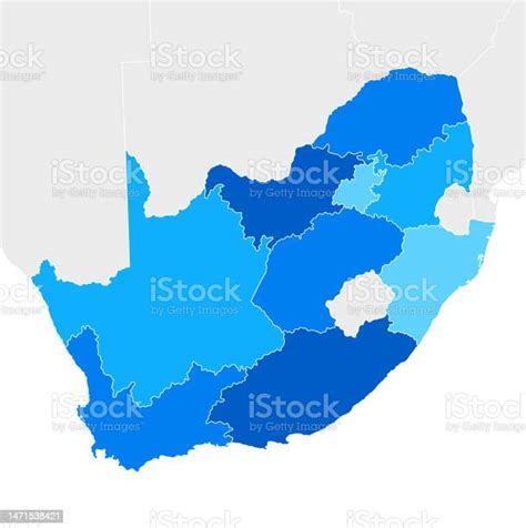 Carte Bleue Détaillée De Lafrique Du Sud Avec Les Régions Et Les