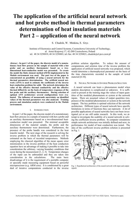 Pdf The Application Of The Artificial Neural Network And Hot Probe Method In Thermal