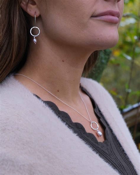 Freshwater Pearl Circle Drop Earrings By Rebecca Jewellery Handmade