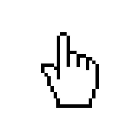 computer hand cursor click icon pixelated hand pointer clicking effect
