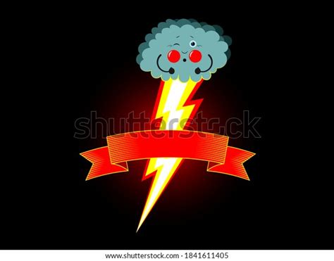 Small Thundercloud Pushes On Toilet Lightning Stock Vector Royalty