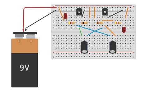 Circuit Design Led Oscilador Con Transistor Npn Bc547 Tinkercad