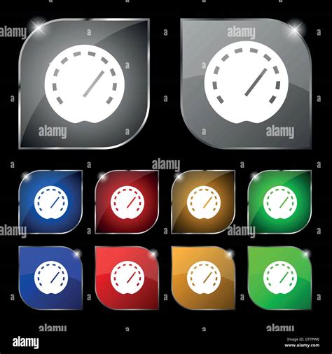 Speedometer Icon Sign Set Of Ten Colorful Buttons With Glare Vector Sign Set Of Ten Colorful