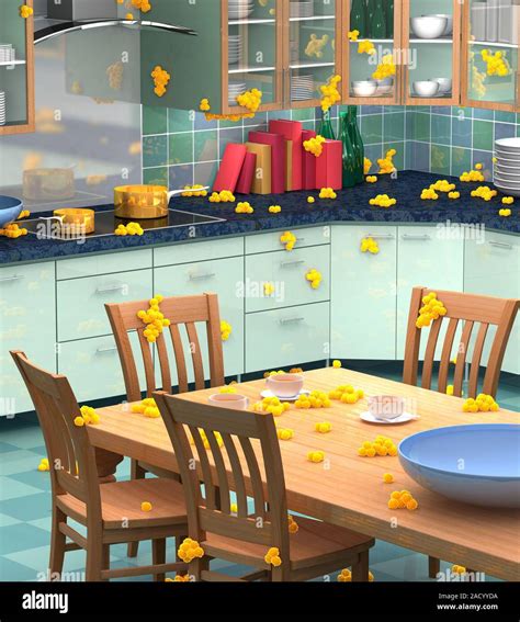 Household Bacteria Cross Contamination Conceptual Image Computer Illustration Of A Domestic