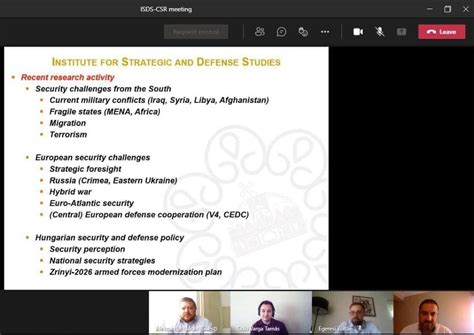 Состанок на ЦБИ со Институтот за стратешки и одбранбени студии од Унгарија Center For Security