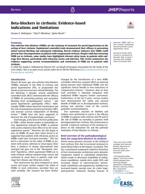 Pdf Beta Blockers In Cirrhosis Evidence Based Indications And Limitations