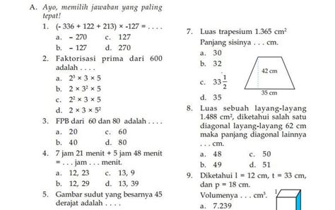 Contoh Soal Garis Bilangan Kelas 6 Sd
