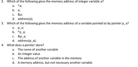 Solved Which Of The Following Gives The Memory Address Of Chegg