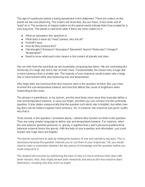 Astronomy Hw This Answers Questions About Comparing Certain Things And How To Generally