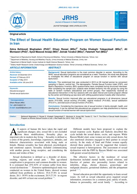 Pdf The Effect Of Sexual Health Education Program On Women Sexual