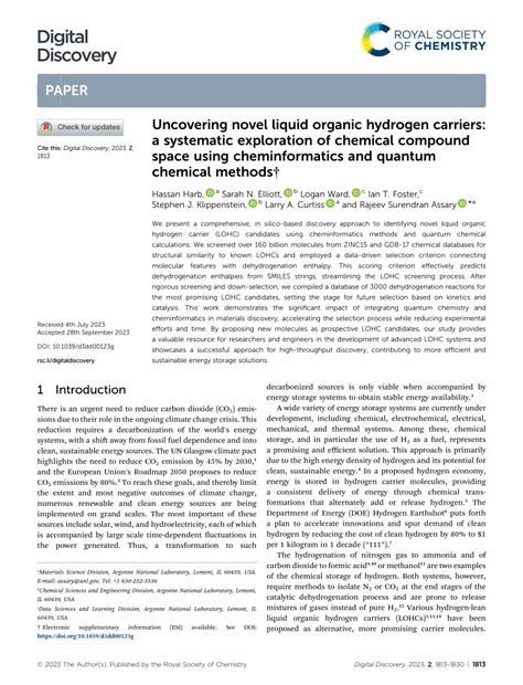 PDF Uncovering Novel Liquid Organic Hydrogen Carriers A Systematic