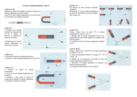Exercices champ magnétique chap 13 p 195 n 6 7 8