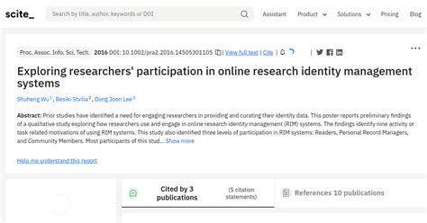 [citation Report] Exploring Researchers Participation In Online Research Identity Management