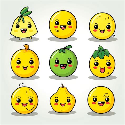 Ensemble De Visages De Dessins Animés Expressions Du Visage Emojis