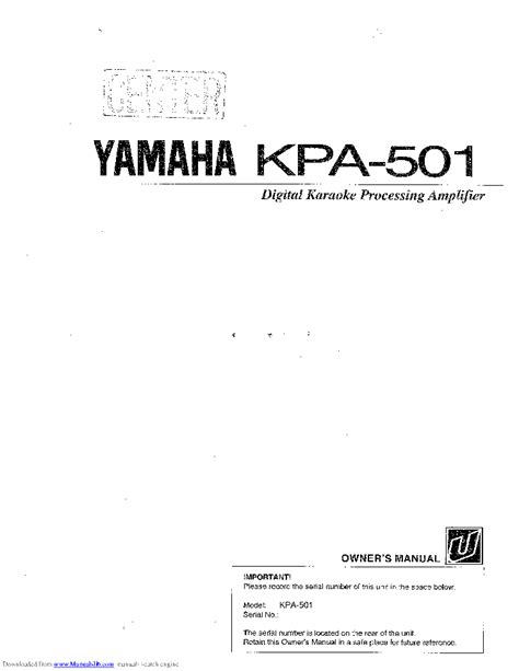 Yamaha Kpa 501 User Manual Service Manual Download Schematics Eeprom Repair Info For