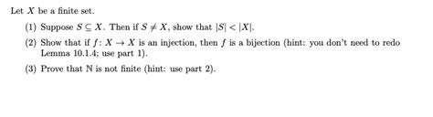 Solved Let X Be A Finite Set 1 Suppose S CX Then If S Chegg Com