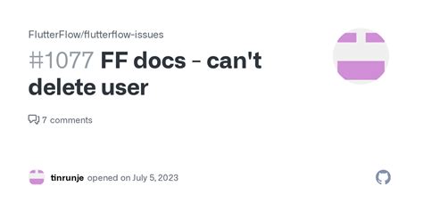 Ff Docs Cant Delete User · Issue 1077 · Flutterflowflutterflow Issues · Github