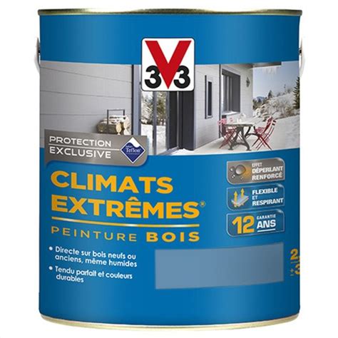 V33 Peinture Climats Extrêmes Bois Bleu Provence Satin De La Marque V33