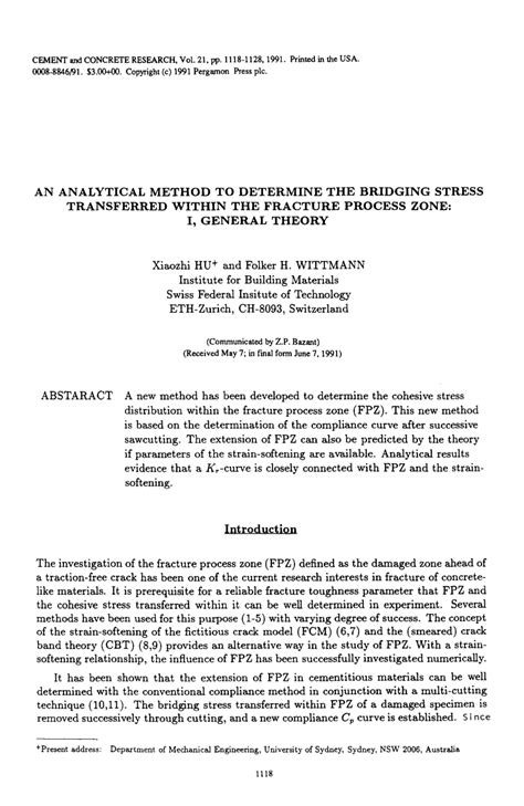 Pdf An Analytical Method To Determine The Bridging Stress Transferred