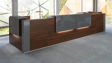 Era 3 Person Reception Counter Wood Reception Desks Spaceist