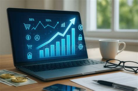 Laptop On A Desk Showing Detailed Analytics Charts And Performance Statistics In A Cozy Office