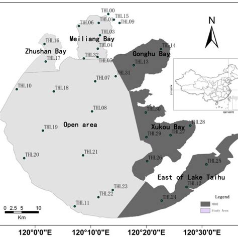 Maps Showing Location Of Lake Taihu And The Sampling Sites The In Situ Download Scientific