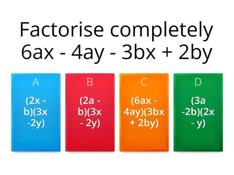 Algebra Factorisation Quiz