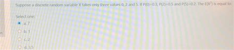 Solved Suppose A Discrete Random Variable X Takes Only Three