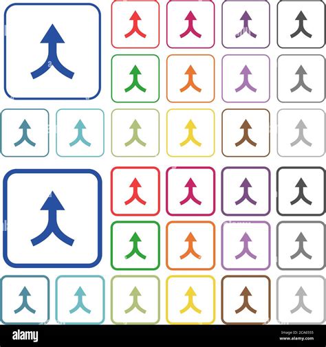Merge Arrows Up Color Flat Icons In Rounded Square Frames Thin And Thick Versions Included