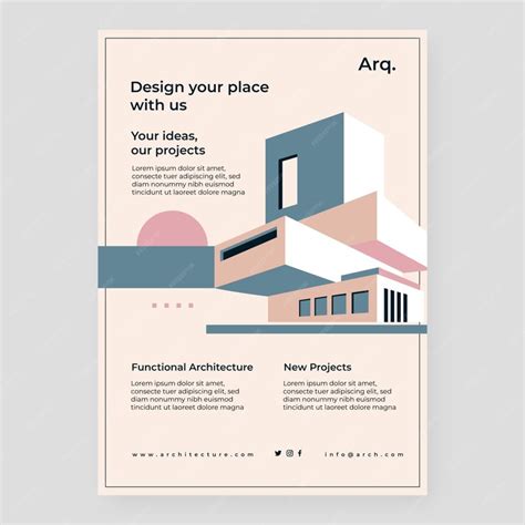 평면 디자인 건축가 경력 포스터 템플릿 무료 벡터