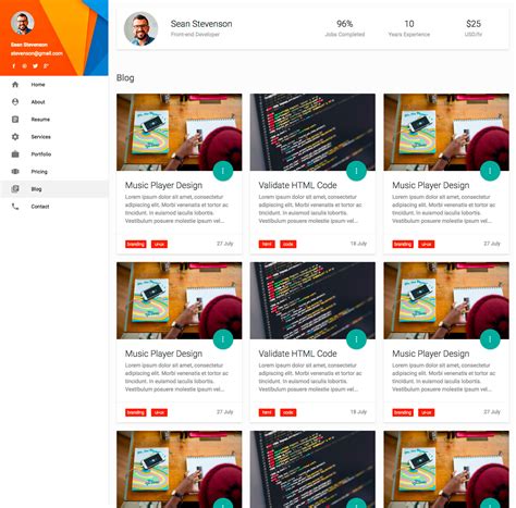 Matecard Materialize Vcard Cv Resume Html Template