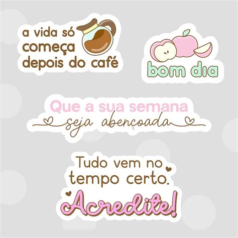 Conjunto De Frases Fofas De Bom Dia Vetor Premium