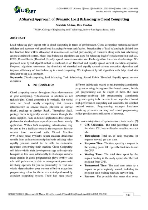 Pdf A Shared Approach Of Dynamic Load Balancing In Cloud Computing