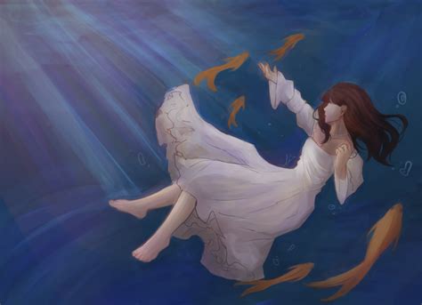 Anime Girl Falling In Water Drawing And Just Like That She Lost Her