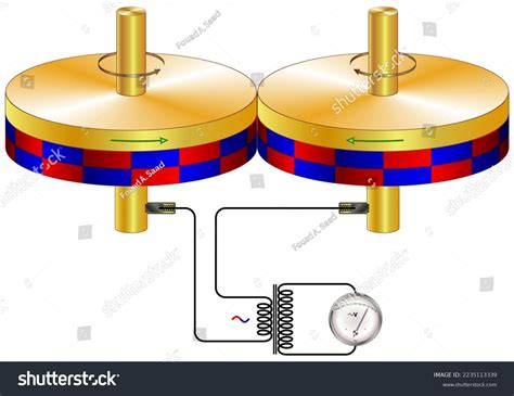 Twin Disk Ac Homopolar Generator Faradays Stock Vector Royalty Free