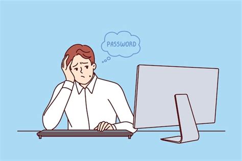 Premium Vector Business Man Comes Up With Password Reliably Protects Personal Data Sits At