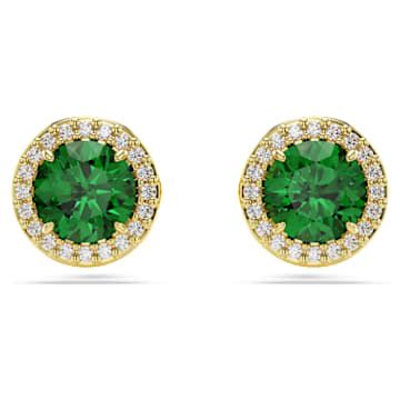 Clous D Oreilles Una Angelic Taille Ronde Vertes Placage De Ton Or