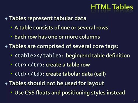 01 html tables 1 pptx web design and html internet