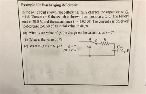Solved Example Discharging Rc Circuit In The Rc Circuit Chegg