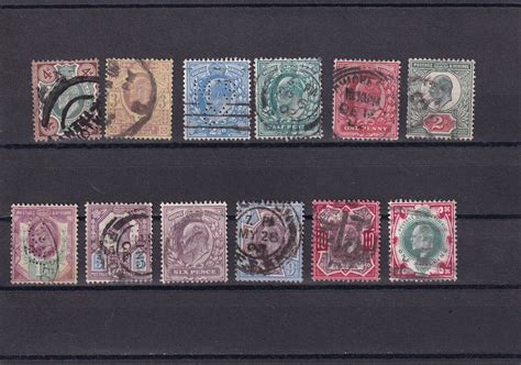 SA B Great Britain King Edward VII Used Stamps Full Set CV Some Perfin Great Britain