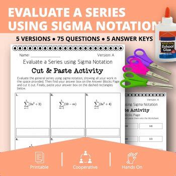 Evaluate A Series Using Sigma Notation Cut And Paste Activity By Qwizy