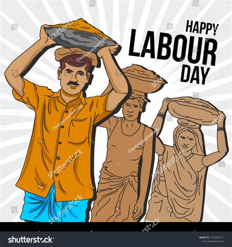 Happy Labour Day Indias Poor Labours Stock Vector Royalty Free 1373347271 Shutterstock